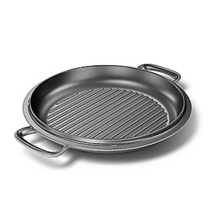 Risa Cast Iron, Oil-Coated Grill Pan for the Perfect Sear Grill on Oven, Stove, or Outdoor Grill | Works as Lid on Pots and Pans | Black, Deep Blue (RIS-FGS-A008-01-AA1US)