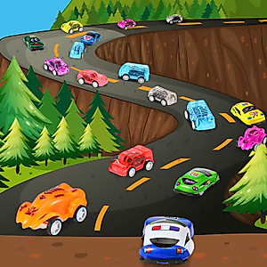 100 Pieces Cars Toy Bulk Car Party Favors Pull Back Cars Mini Cars Fun Car Pack Small Plastic Cars for Kids Birthday Party Cake Toppers Supplies (Multiple Style)