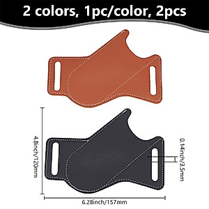 DELORIGIN 2pcs Leather Knife Sheath 2 Colors Belt Pocket Folding Knife Holder Belt Trapper Knife Carrier Pocket EDC Belt Knife Holster Open Top Knife Belt Sheath for Men Folding Knife Carrier Keys