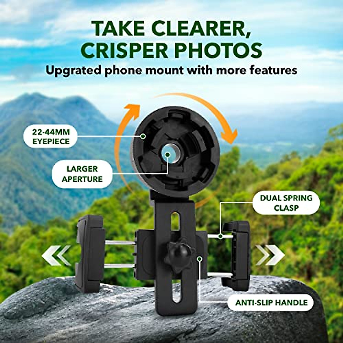 STARSCOPE Adjustable Phone Scope Mount - Telescope Phone Adapter Fits Most Phones (Max 110mm) | Easy-Adjust, Universal Spotting Scope Phone Adapter | Phone Attachment for Binoculars and Monoculars