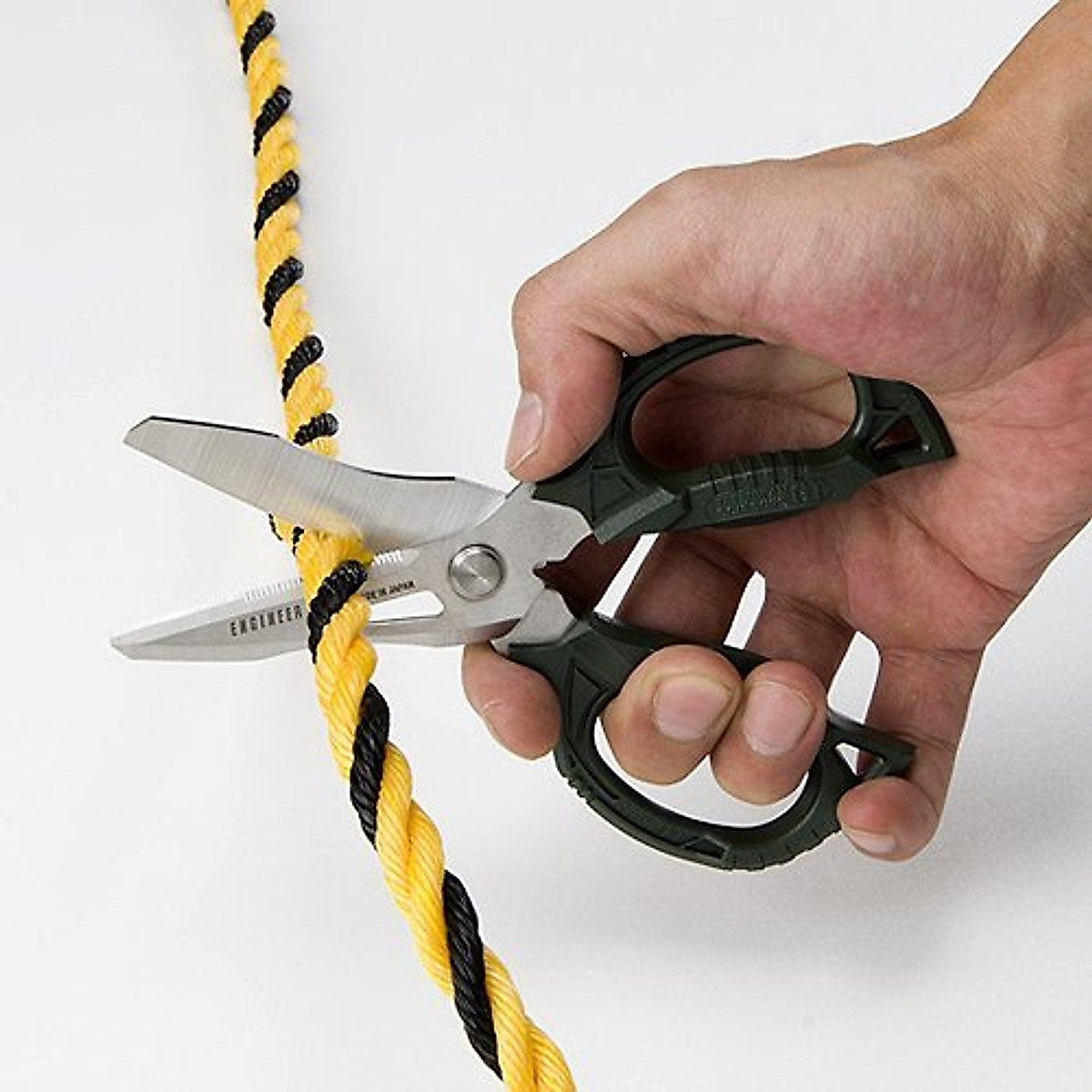 ENGINEER PH-55 Multi-Function, 160mm Compact Scissors, Electrician Scissors, with 4-in-1 Combi Blade - cuts Carpet, Leather, Solid Copper Wire, Insulated cable, CDs, Thick Rope & More. Made in Japan