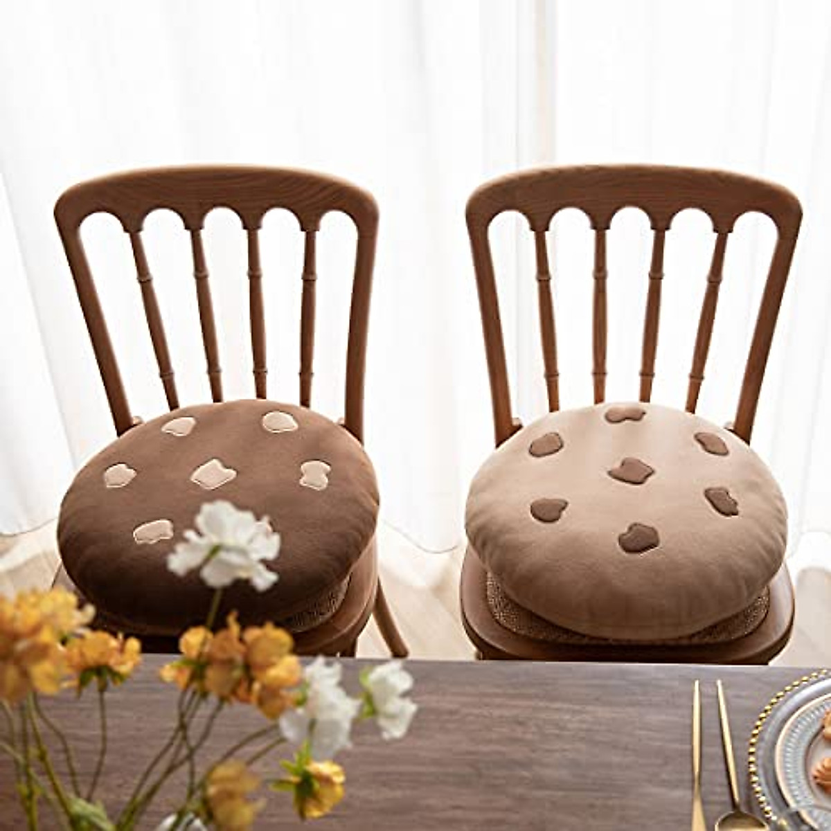 vctops Cute Plush Round Chair Pad Soft Comfy Indoor Dining Chairs Cushion Tatami Floor Pillow (Brown,Diameter 18")