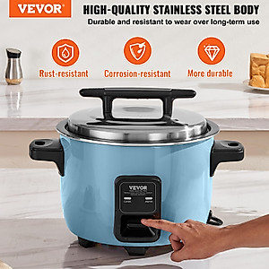VEVOR Commercial Rice Cooker, 13.74Qt/60 Cups Cooked Rice, Large Rice Cooker and Warmer with Nonstick Inner Pot, Fast Cooking and 24-Hour Keep Warm, with Rice Cup and Paddle, for Restaurant