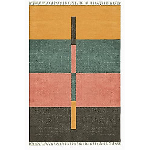 Casavani Indian Handmade Cotton Carpet Geometric Multicolor Area Dhurrie Best Uses For Home/Office 3x5 Feet Rugs for Bedroom,Living Room,Kids Room,Hallway Enterway,Kitchen 4x15 Feet Runner