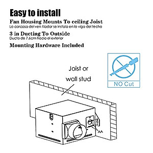Tech Drive Very-Quiet 70 CFM, 2.0 Sone Bathroom Ventilation and Exhaust Fan (70CFM)