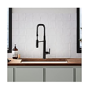 Kohler 24982-BL Purist Pull Down Kitchen Faucet, Kitchen Sink Faucet with Pull Down Sprayer in Matte Black