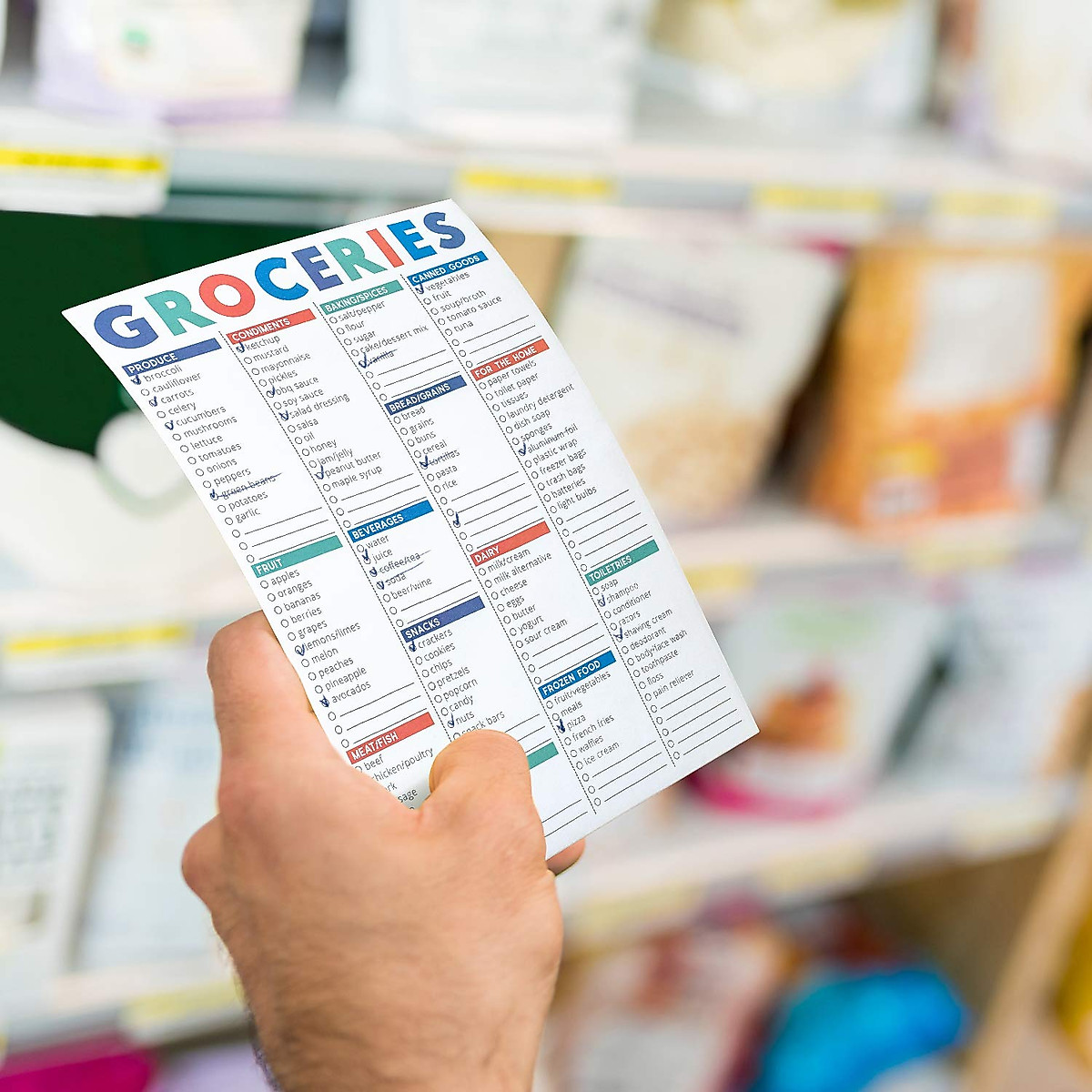 Sweetzer & Orange FastCheck Grocery List Magnet Pad for Fridge. 6x9” Magnetic Notepad with Printed Shopping List Items and Blank Grocery Shopping Spaces. 60 Page Notepad Weekly Planner