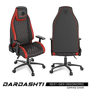 Atlantic Gaming Chair, Office Chair High Back Computer Chair Leather Desk Chair Racing Executive Ergonomic Adjustable, Swivel, Reclining Task Chair & Armrests, Lumbar Support (Red)
