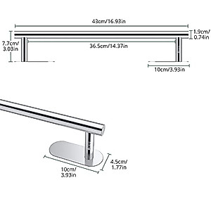 JiGiU Self Adhesive Towel Bar for Bathroom, 17inch/43cm Kitchen Stick on Towel Holder SUS304 Brushed Stainless Steel, Easy to Install No Drilling Bathroom Accessories Towel Rod