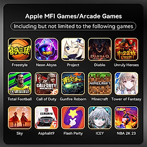 arVin Wireless Gaming Controller for iPhone, iPad, Android, Samsung Galaxy, Tablet, Switch, PS4, PC Gamepad with Hall Effect Joystick/Turbo/6-Axis Gyro/Vibration, Direct Play for Call of Duty, Genshin