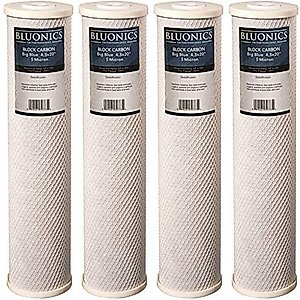 Carbon Block Water Replacement Filters 4.5" x 20" Cartridges for Chlorine, Taste and Odor- 4 Pack