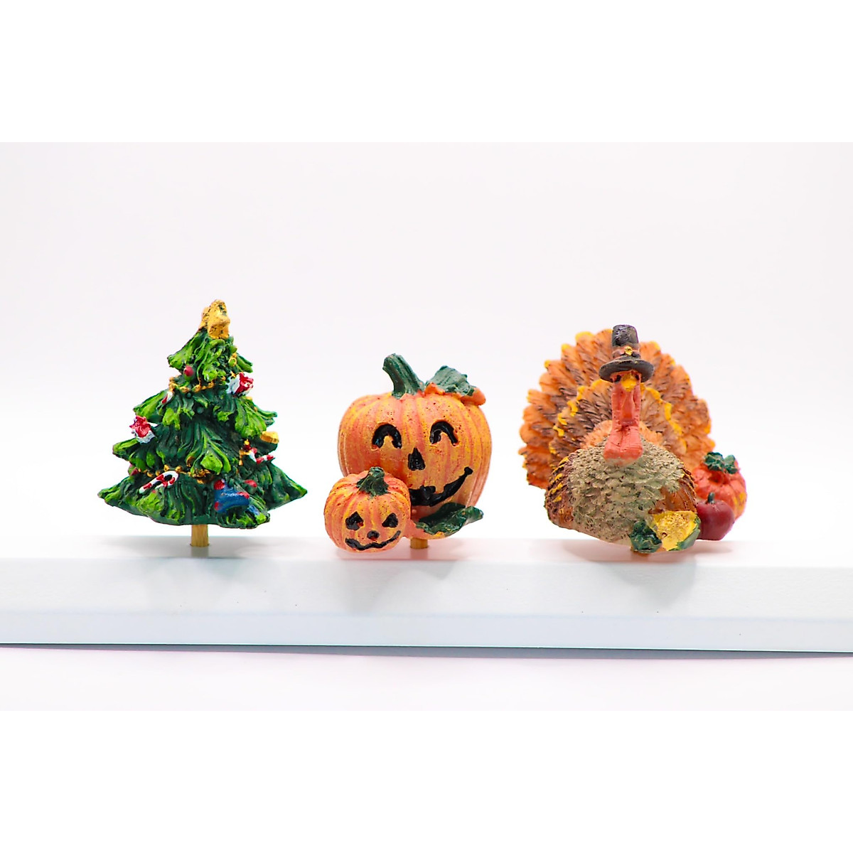 Christmas Kitchen Decor - Unique Paper Towel Holder W/Interchangeable Seasonal Decoration Tops - Christmas Paper Towel Holder - Holiday Tops Christmas Tree, Turkey Pumpkin 3 Fall
