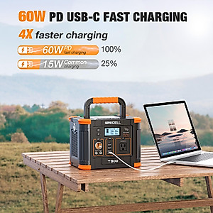 GRECELL 288Wh Portable Power Station and 100W Portable Solar Panel with 330W AC Outlet, Solar Mobile Lithium Battery Pack for Outdoor RV/Van Camping, 60W PD Output