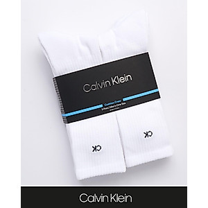 Calvin Klein Men’s Athletic Socks - 5 Pack Cushioned Crew Socks for Men - Soft, Breathable & Durable with Arch Support for All-Day Comfort, Sports, Workouts & Everyday Wear, White, Size 7-12
