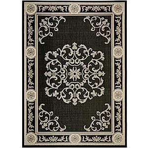 SAFAVIEH Courtyard Collection 9' x 12' Black / Sand CY2914 Indoor/ -Outdoor Waterproof Easy -Cleaning Patio Backyard Mudroom Area -Rug