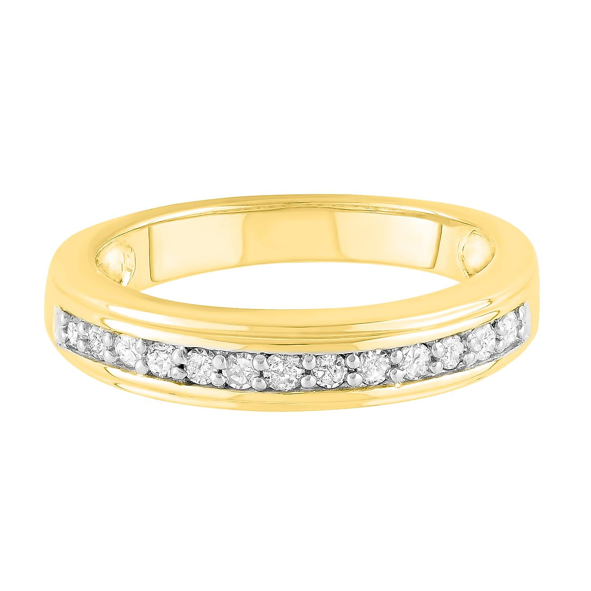 Hdiamonds 1/4 Carat Total Weight (cttw) 925 Sterling Silver Wedding Band with White Diamonds - Yellow Gold Bridal Ring for Women (Ring Size: 6.5)