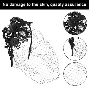 Yolev Bridal Wedding Veil Vintage Fascinator Mesh Lace Headband Tea Party Headwear with Veil Cocktail Tea Party Headwear for Girls and Women (Black)