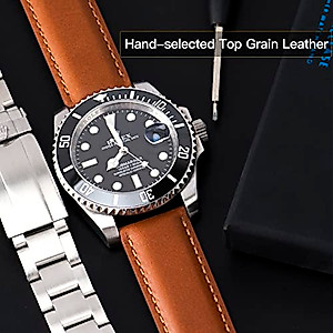 OTTOODY Leather Watch Bands Quick Release, Elegant Top Grain Leather Watch Straps for Men & Women, Choice of Color & Width - 18mm, 19mm, 20mm, 21mm or 22mm Wristbands Bracelet for Watch & Smartwatch