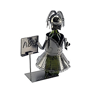 WINE BODIES Lady Teacher Metal Wine Bottle Holder Character, Charcoal
