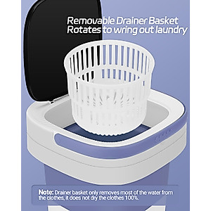 NISHCON Portable Washing Machine, 11L Upgraded Large Capacity Mini Washer with Spin Basket, Small Washing Machine for Apartments, Travel Laundry, Camping, RV, Dorm (Purple+White)