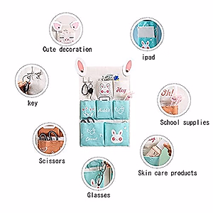 MIMOMA Wall Hanging Storage Bag,Over The Door Organizer Pocket,3 Pockets/ 7 Pockets Premium Linen Fabric Pouches for Closet,Living Room,Bedroom,Bathroom (3 Pocket/Cat)