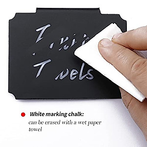 10 Plastic Basket Bin Label Clip on Removable Basket Label Kitchen Pantry Basket Label Clip with White Chalk Markers for Storage Bin Basket Box Hanging Bin Clip Label (10)