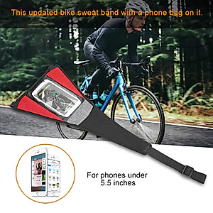 Bike Sweat Guard, Sweat Net Catcher with Waterproof Denim Phone Pouch for Road Bike and Mountain Bike