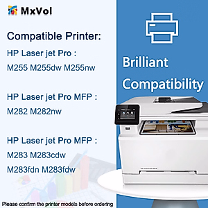 MxVol 206A Toner Cartridges 4 Pack【Pantented Chip】 Compatible Replacement for HP 206A 206X W2110A W2110X for Laserjet Pro MFP M283fdw M283cdw M255dw M282nw M283 M255 M282 Series Printer Ink (4 Pack)