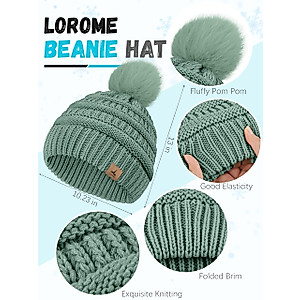 Winter Hat Scarf Gloves and Ear Warmer, Warm Knit Beanie Hat Touch Screen Gloves Set Winter Gifts Neck Scarves for Women Mint Green