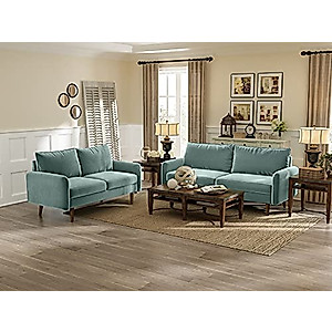 Meeyar Velvet Loveseat Sofas Couches,Small Couch for Apartment,Modern for Living Room Bedroom,Solid Wood Legs,Round Arms,33" Hx57.8 Wx31.7 D,Aqua Turquoise