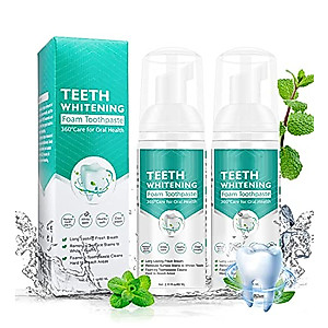 2Pcs Toothpaste Cleansing Foam, 60ml Baking Soda Toothpaste, Intensive Stain Removal Toothpaste, Travel Friendly, Easy to Use, Oral Care-Toothpaste Replacement, Ultra-fine Mousse Foam