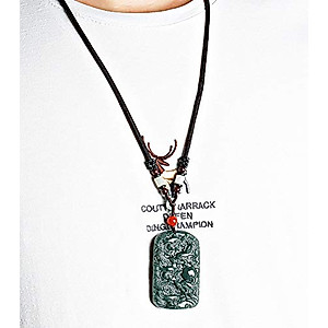 China Natural Hetian Green Jade Nephrite Carved Fengshui Zodiac Dragon Beast Pendant Amulet