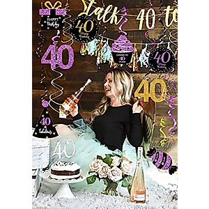 40th Birthday Decorations for Women Purple Black Gold 40th Birthday Party Hanging Decor – Women 40th Birthday Party Decorations