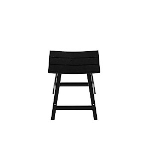 WO Home Furniture Saddle Stool 24"-Inch Adirondack HDPE Backless Patio Kitchen Counter Stool Seat (Black)