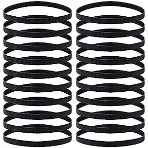 Duufin 20 Pieces Elastic Sport Headbands Non-Slip Workout Headband Black Sweat Headband Thin Elastic Headband for Women, Men and Girls