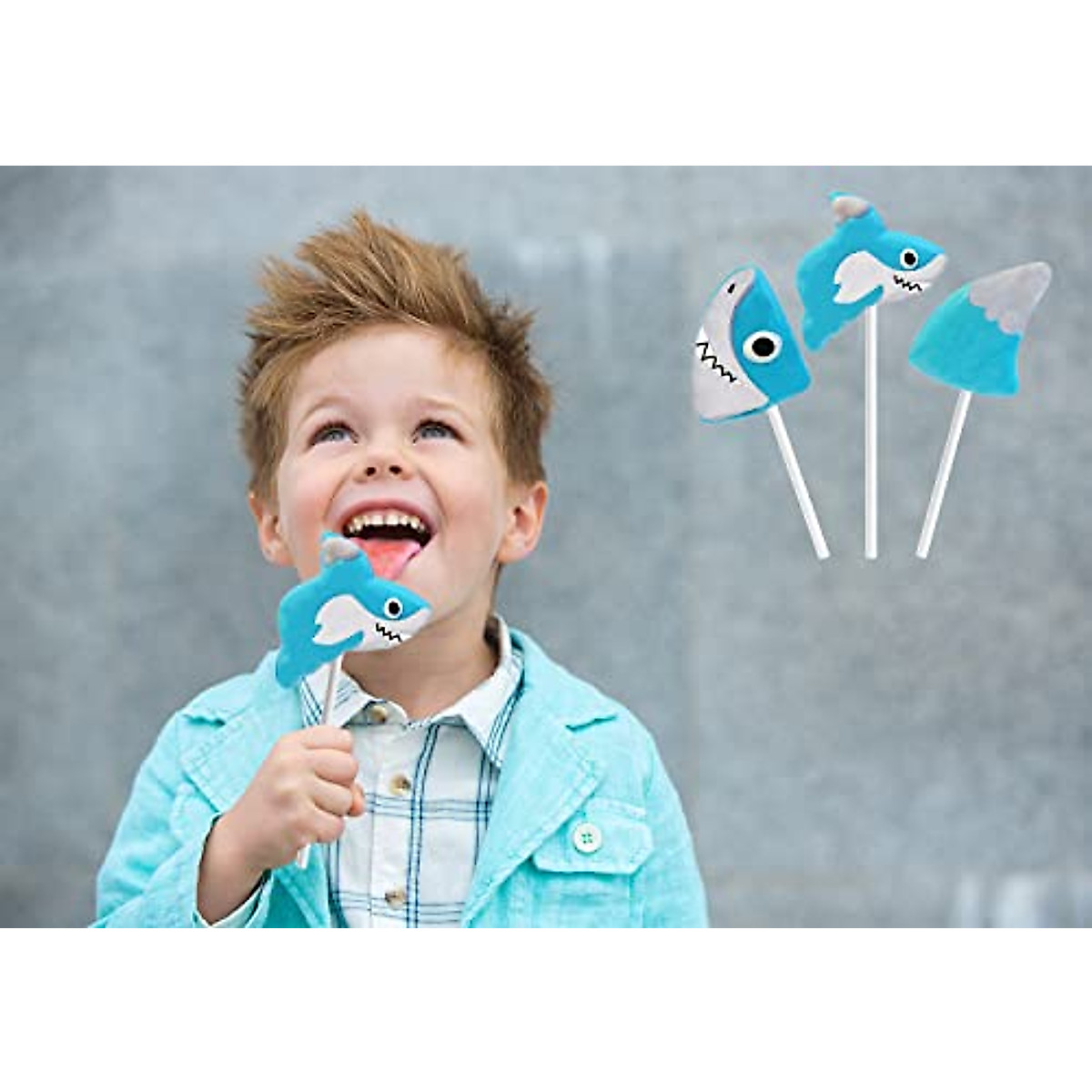 Shark Lollipops Variety Mixed Fruit Flavor Party Suckers Perfect Shark Party Favors For Your Shark Birthday Party (Pack of 12)