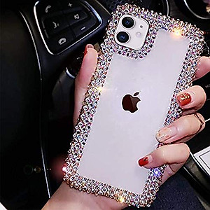 Bonitec Jesiya for iPhone 11 Case 3D Glitter Sparkle Bling Case Luxury Shiny Crystal Rhinestone Diamond Bumper Clear Protective Case Cover Clear for Women
