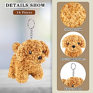 Elcoho 16 Pieces 4 Inches Mini Plush Dogs Stuffed Puppy Dog with Keychain Cute Stuffed Animal Toy Soft Toys Party Favor for Goodie Bag Birthday Party Gifts, 4 Colors (Curly Puppy)