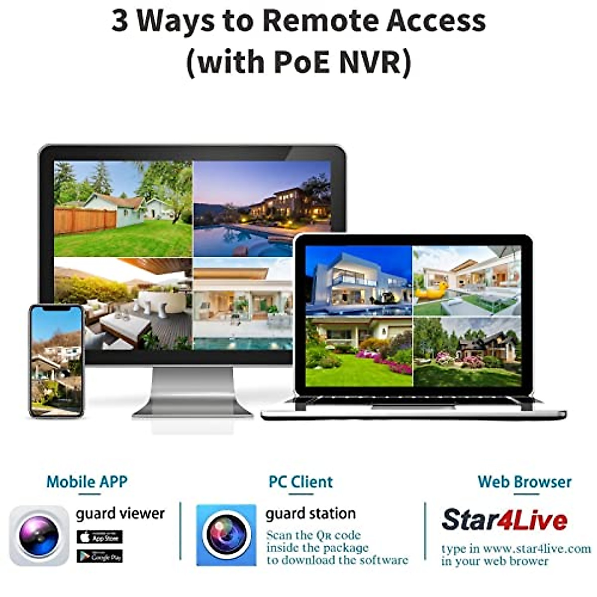 Guaddaole 5MP PoE IP Camera Outdoor with Person Detection, 5MP Dome Security IP Camera with Audio, 98ft IR Night Vision, 2.8mm Lens with Wide Angle, IP66 Weatherproof, H.265/H.264(2592x1944@30fps)