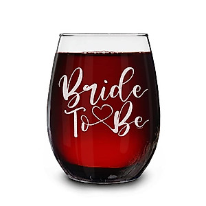 shop4ever Bride To Be Laser Engraved Stemless Wine Glass 15 oz. Engagement Bridal Gift
