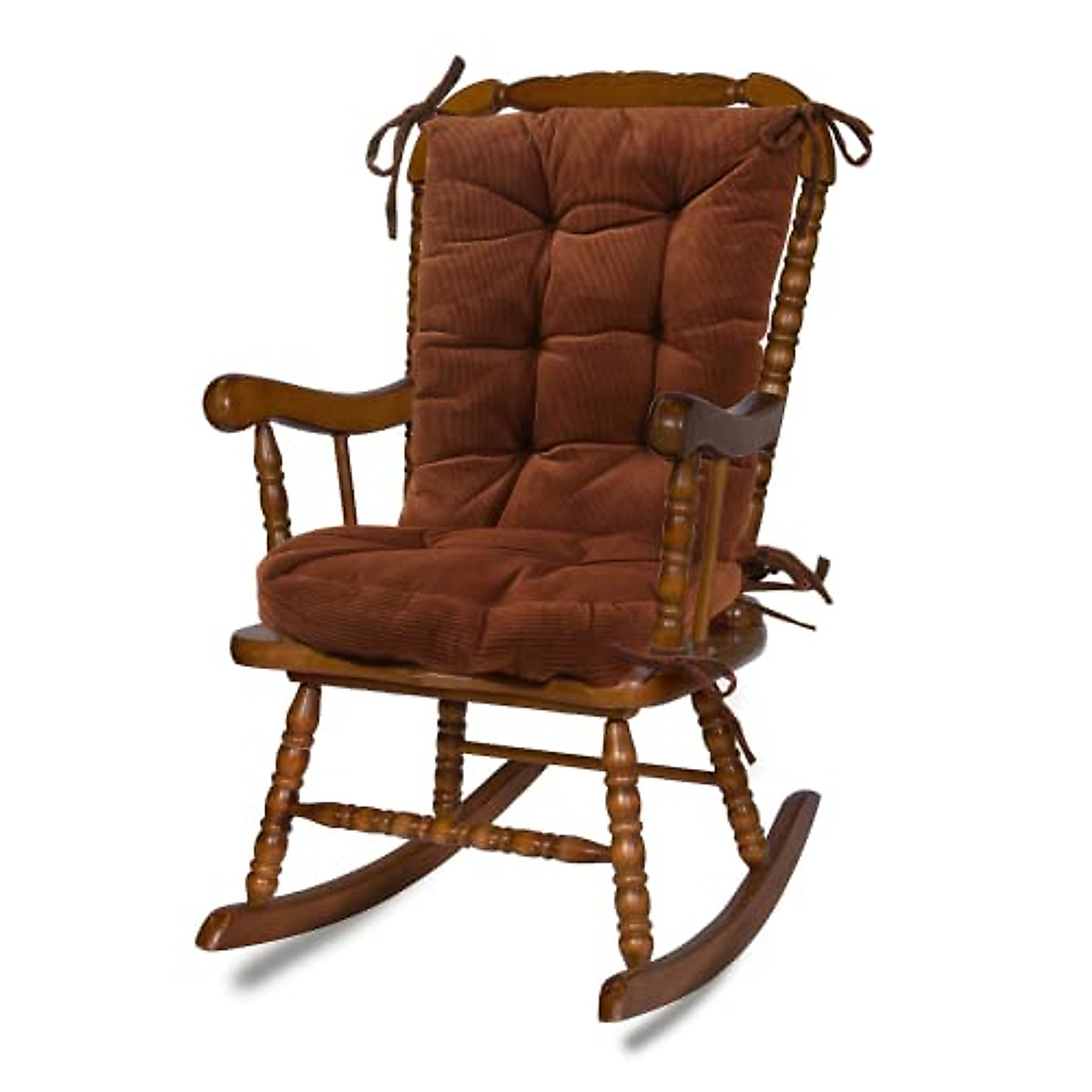 Big Hippo Rocking Chair Cushion Set, Tufted Chair Pads Seat and Seatback for Home, Indoor and Office,Brown