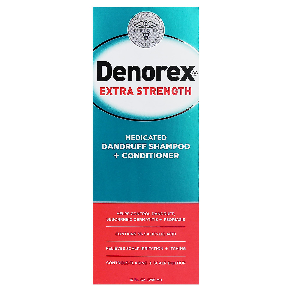 Denorex Extra Strength Anti Dandruff Shampoo & Conditioner Treatment, 3% Salicylic Acid Helps Relieve Moderate Symptoms of Dandruff, Seborrheic Dermatitis & Psoriasis, 10oz
