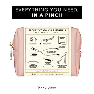Pinch Provisions Tech Kit, Blush Tech Accessories Bag Filled with 8 Essentials Including Cord Organizer, Charging Cord, USB, Ideal Gift for Work, Christmas & Birthdays, Portable Pouch