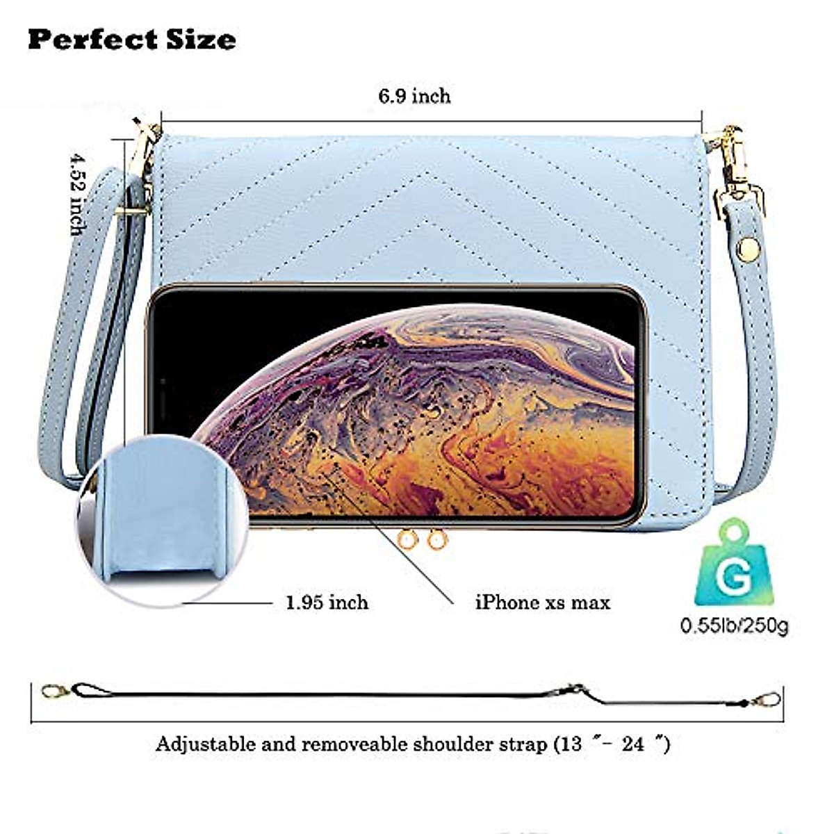 KUKOO Small Crossbody Bag for Women Cell Phone Purse Wallet Clutch Handbag with Credit Card Slots