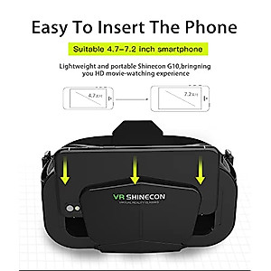 TooTwo VR Headset, Universal Gaming Virtual Reality Goggles Adjustable 4.7-7.2 Inch Screen Compatible with iPhone, Samsung and Android Phone (VR)