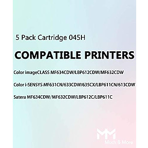 MM MUCH & MORE Compatible Toner Cartridge Replacement for Canon 045H CRG-045H 045 use with Color imageCLASS LBP612Cdw MF634Cdw MF632Cdw MF632 MF634 Printer (2x Black + Cyan + Magenta + Yellow, 5-Pack)