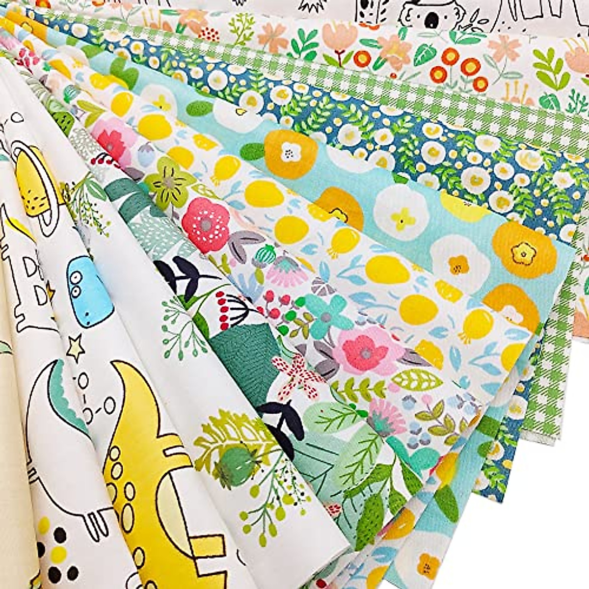 Quilting Fabric, QiMicody 56pcs 100% Cotton 9.8” x 9.8”(25cm x 25cm) Fat Quarters Fabric Bundles, Pre-Cut Squares Sheets for Patchwork Sewing Quilting Crafting, No Repeat Patterns