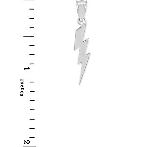 Polished 10k White Gold Lightning Bolt Charm Pendant