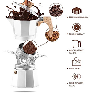 wedrink Stovetop Espresso Maker 3 Cups Moka Pot Cuban Coffee Maker Stovetop Coffee Maker Moka Italian Espresso