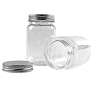 novelinks 16 Ounce Clear Plastic Jars Containers With Screw On Lids - Refillable Round Empty Plastic Slime Storage Containers for Kitchen & Household Storage - BPA Free (20 Pack)